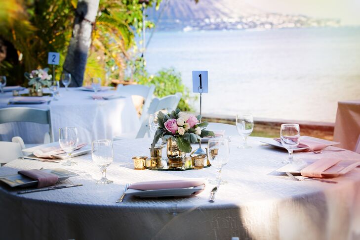 Ivory and Pink Rose Centerpiece