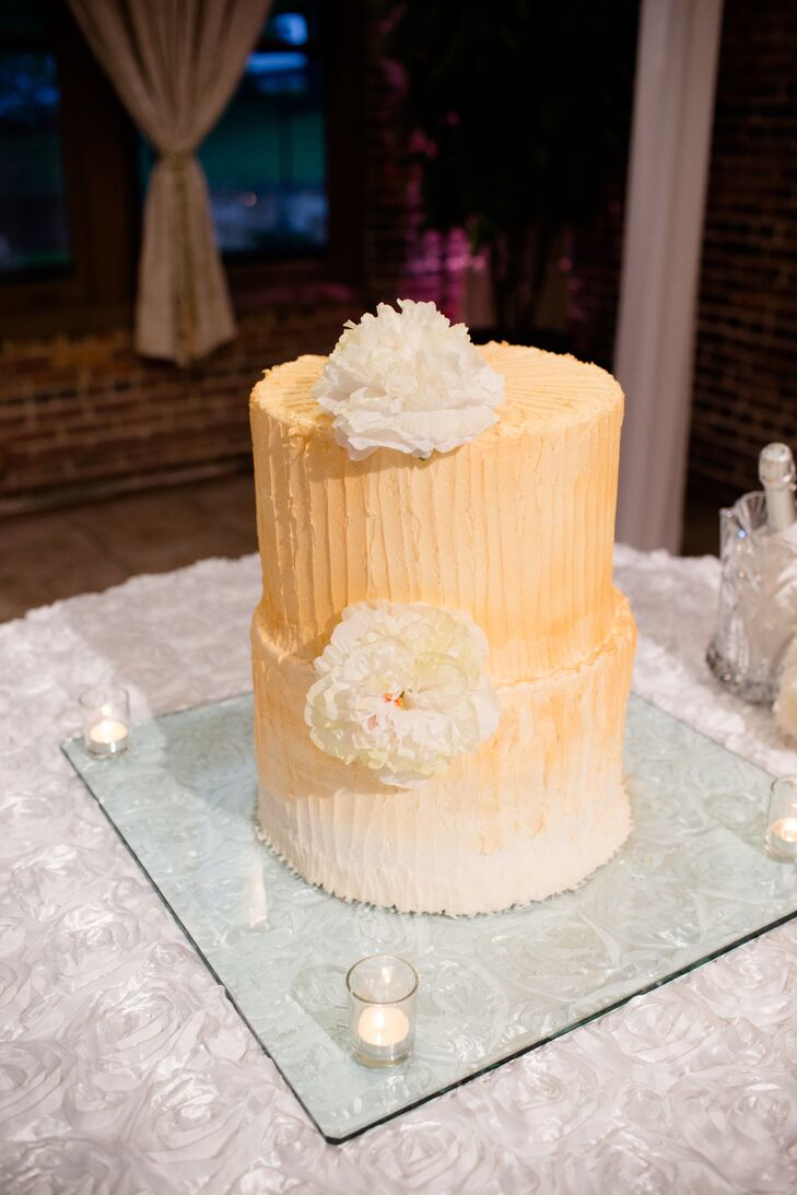 Two-Tier Champagne-Colored Wedding Cake