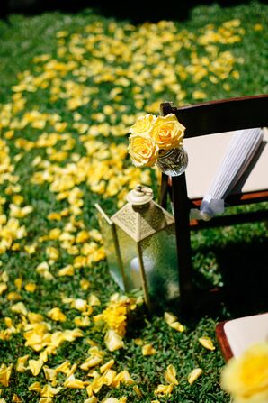 Yellow Bouquet with Roses, Dusty Miller and Craspedia