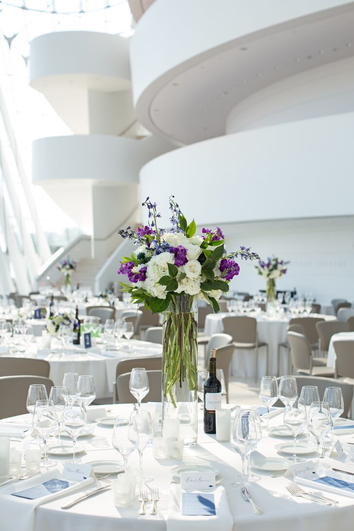 Tall, Modern Rose, Hydrangea and Stock Centerpieces